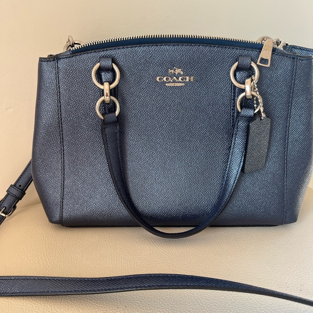 Coach Christie Carryall In Crossgrain Leather Metalli… - Gem